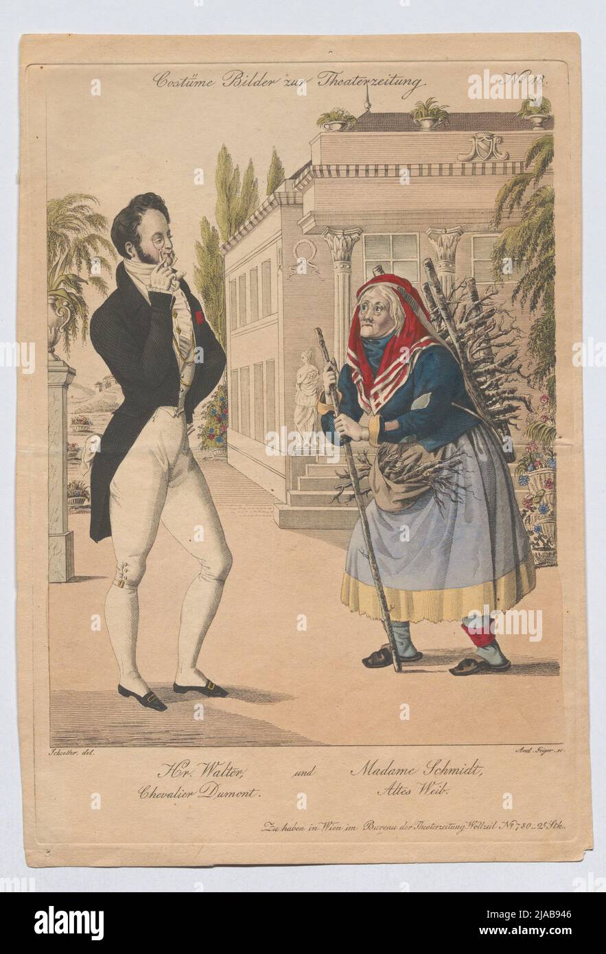 Herr Walter als Chevalier Dumont und Madame Schmidt als alte Frau ...