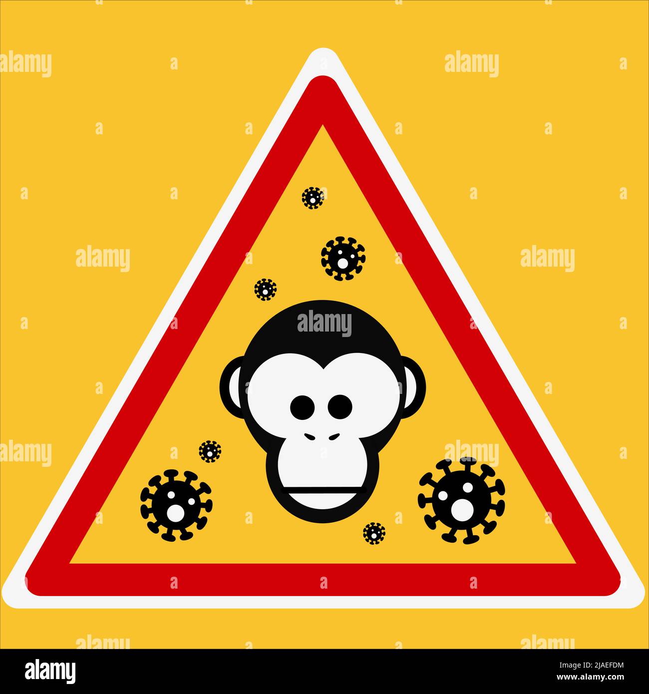 Vektor-Illustration von Affen-Symbol mit Viruszellen. Neue Virus ...