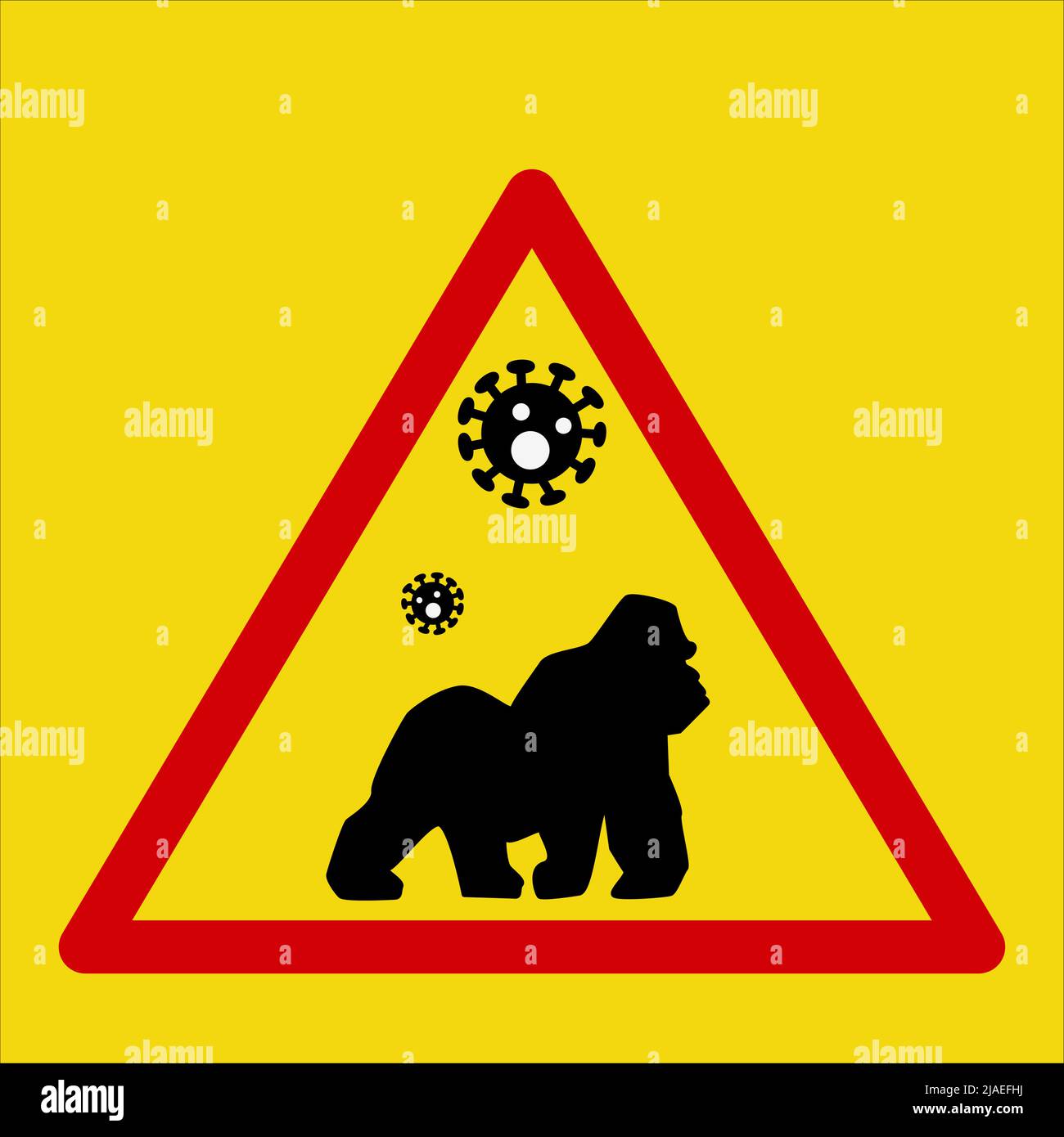 Vektor-Illustration von Affen-Symbol mit Viruszellen. Neue Virus ...