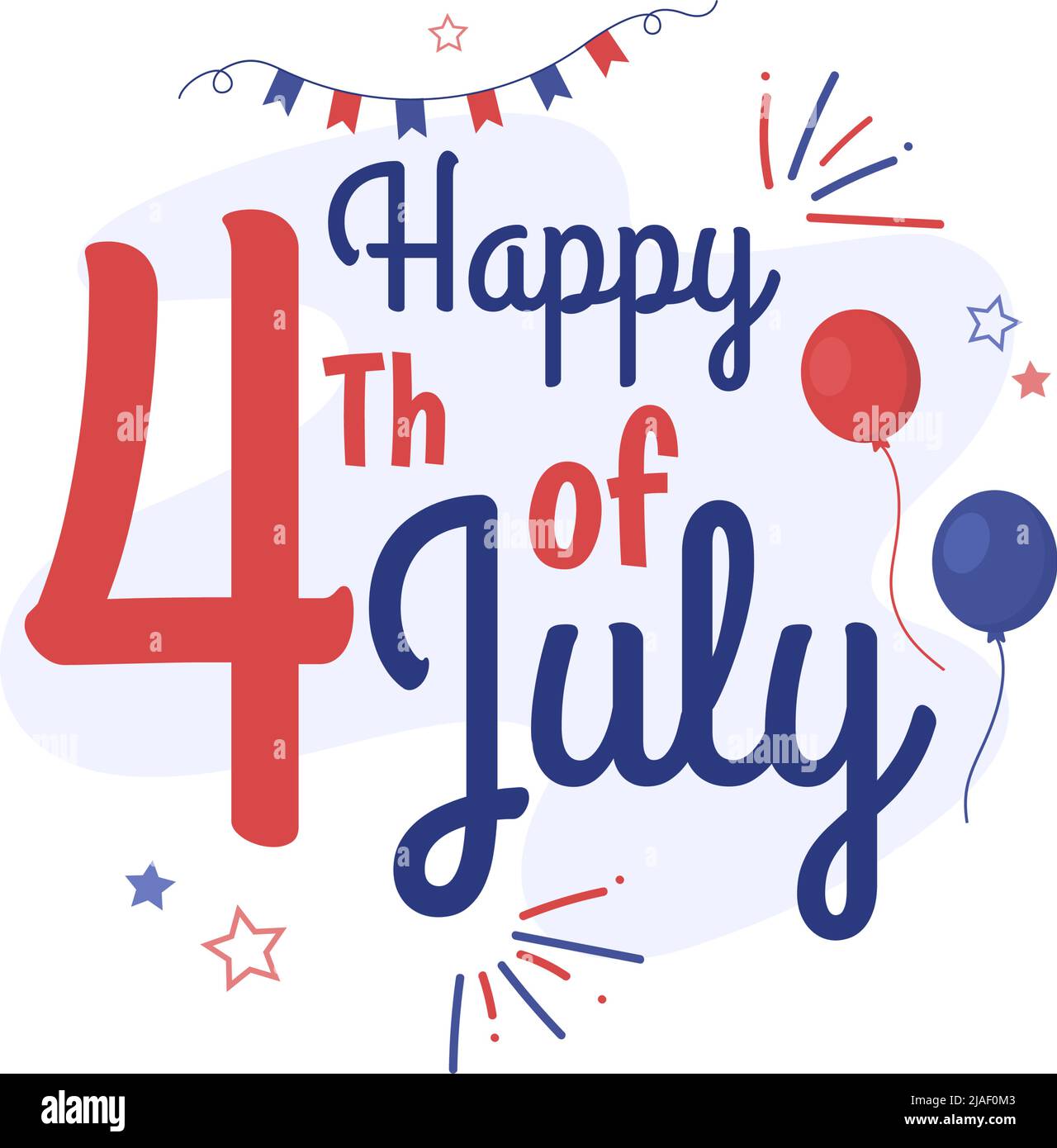 4.. Juli Happy Independence Day USA Holiday Cartoon Illustration mit ...