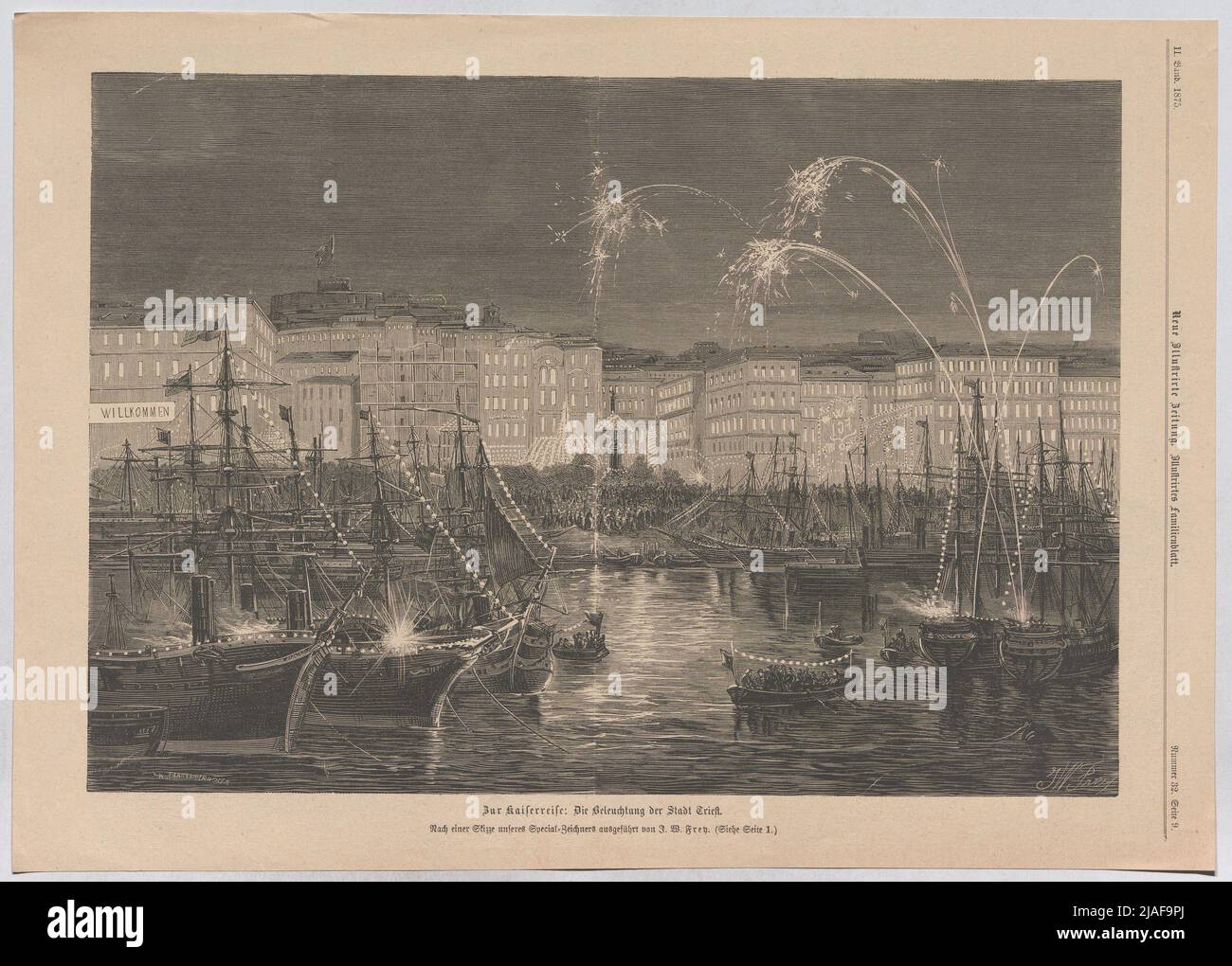 Auf der Kaiserreise: Die Beleuchtung der Stadt Triest. '. Auf der Reise ...