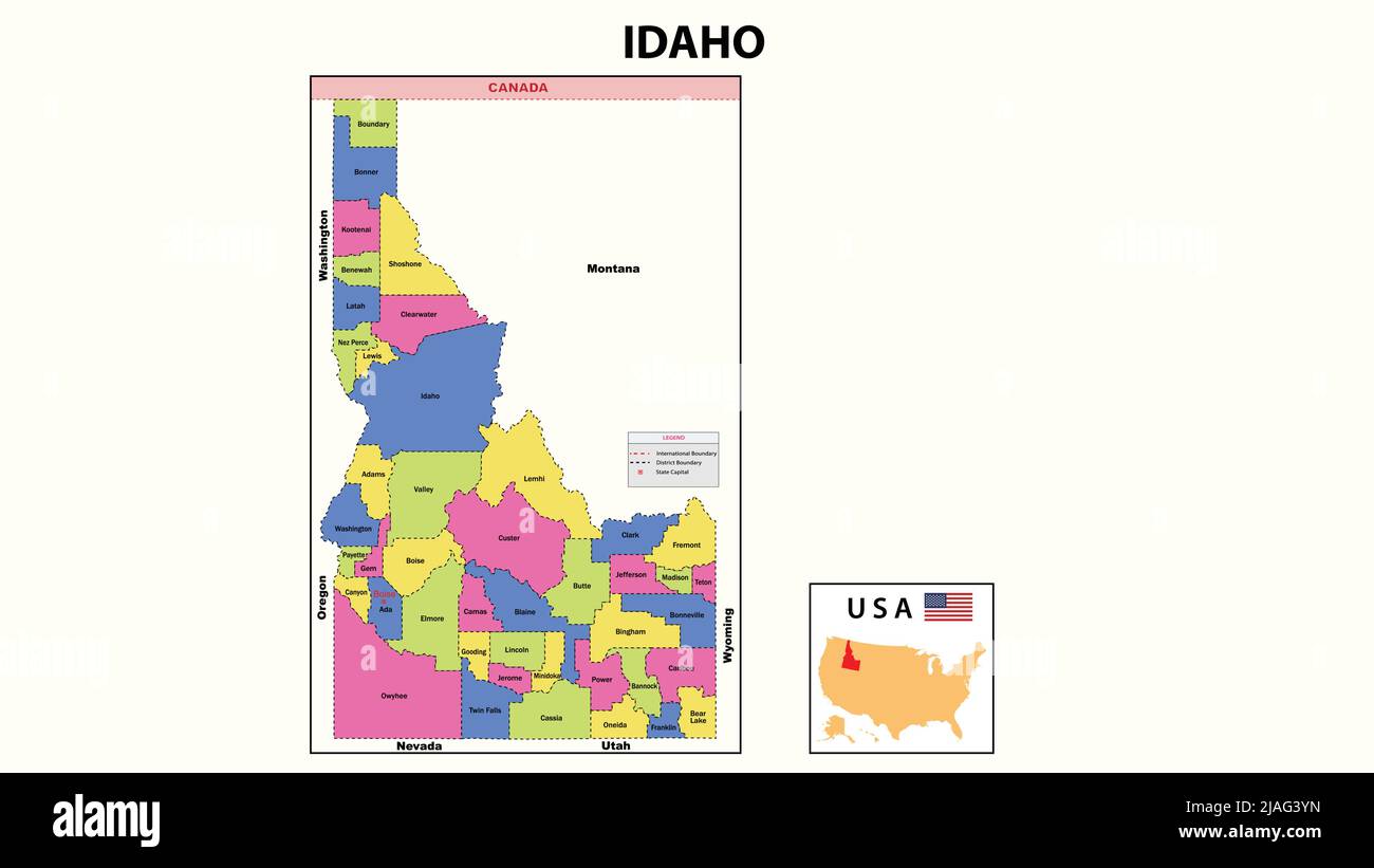 Mapa político de idaho -Fotos und -Bildmaterial in hoher Auflösung – Alamy