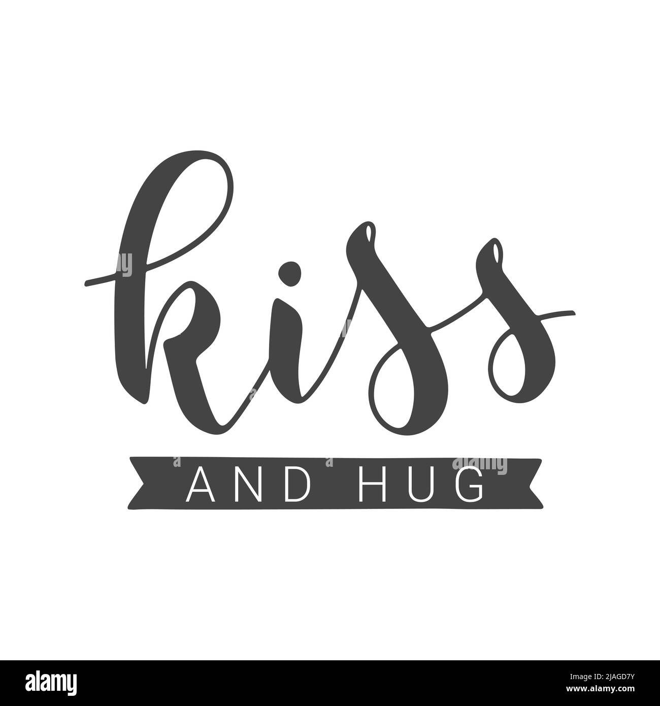 Vektorgrafik. Handgeschriebener Schriftzug von Kiss und Hug. Vorlage ...