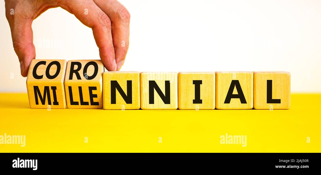 Tausendjähriges oder koronniales Symbol. Doktor dreht Holzwürfel und ...