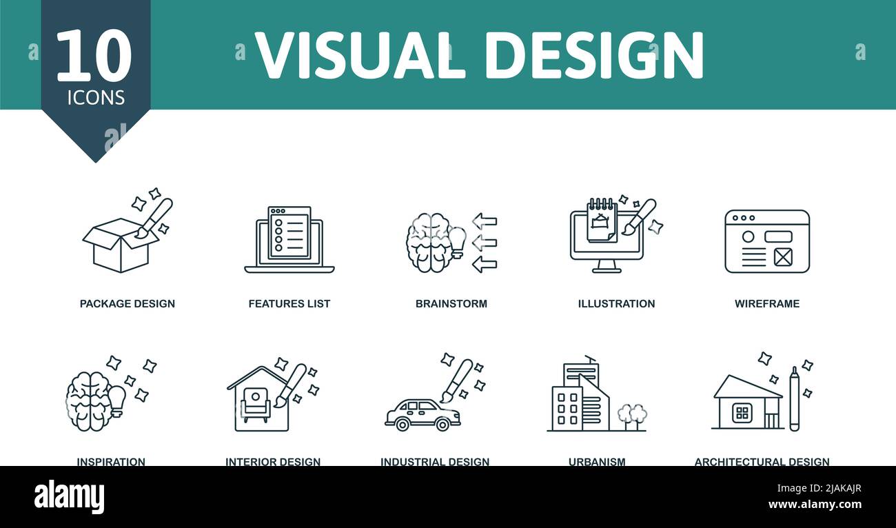 Symbol für Visual Design Set. Editierbare Symbole visuelle Design-Thema ...