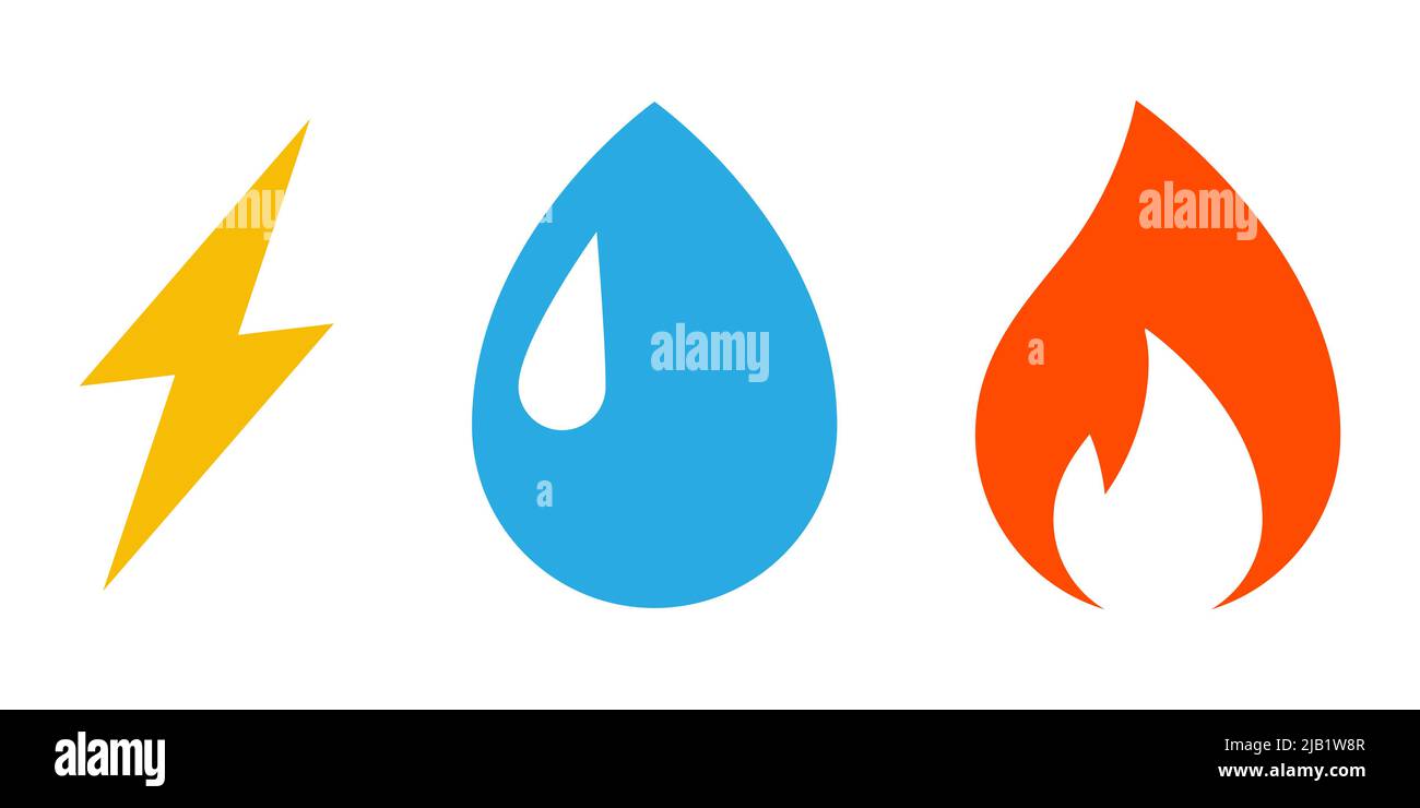 Feuer wasser blitz icon -Fotos und -Bildmaterial in hoher Auflösung – Alamy
