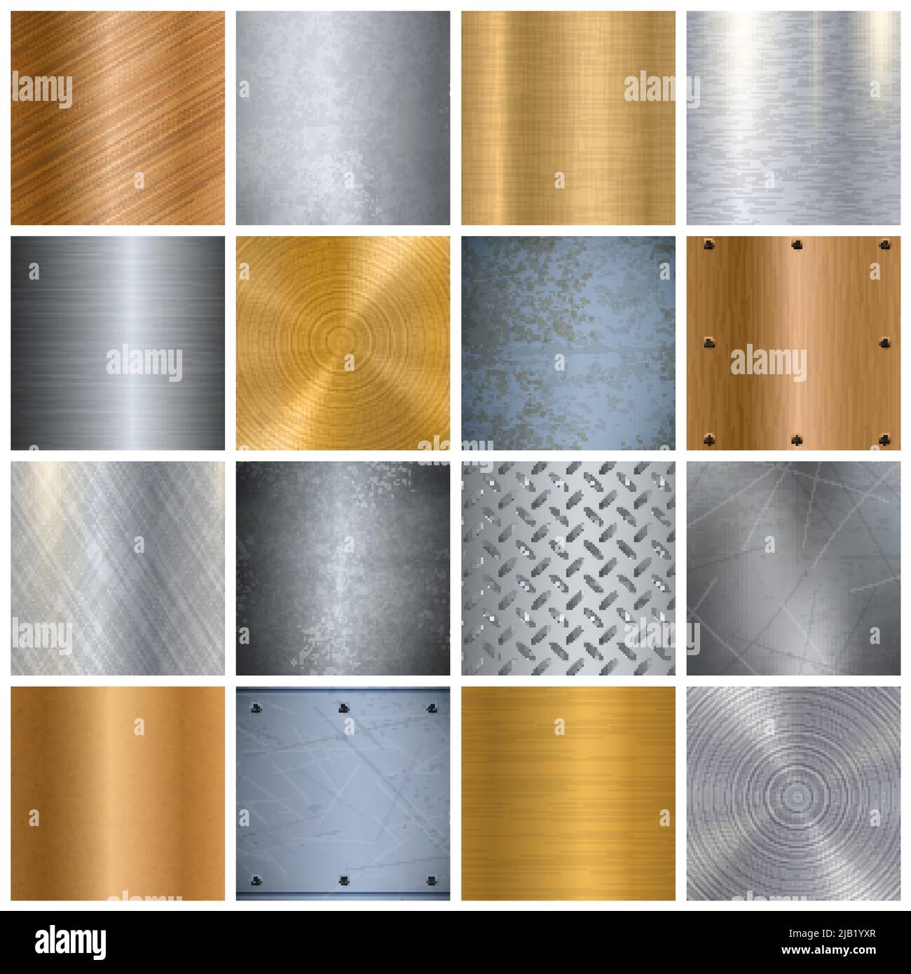 Metallplatten Textur realistische große Symbole mit verschiedenen ...