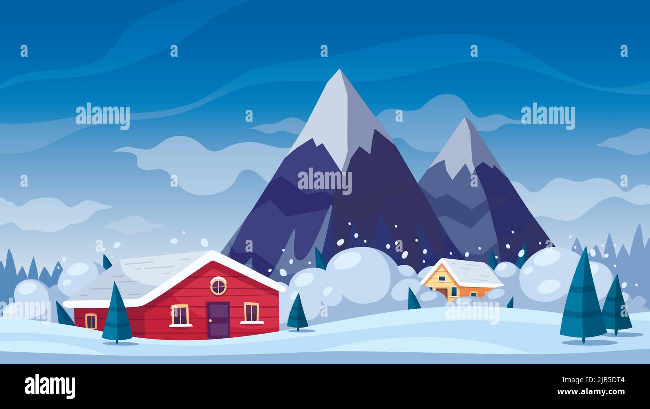 Natürliche Katastrophe Cartoon Komposition mit Winterlandschaft und ...