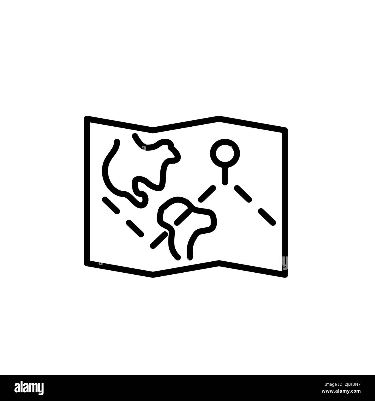 Route auf der Karte mit PIN, um das Ziel anzuzeigen. Pixel-perfektes ...