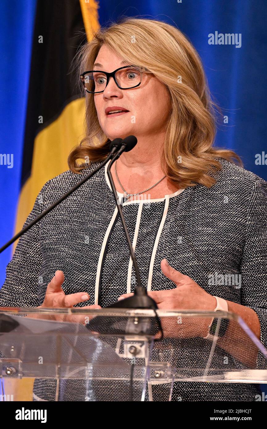 Patty Fritz von UCB bei einem Besuch im Hauptsitz des ...