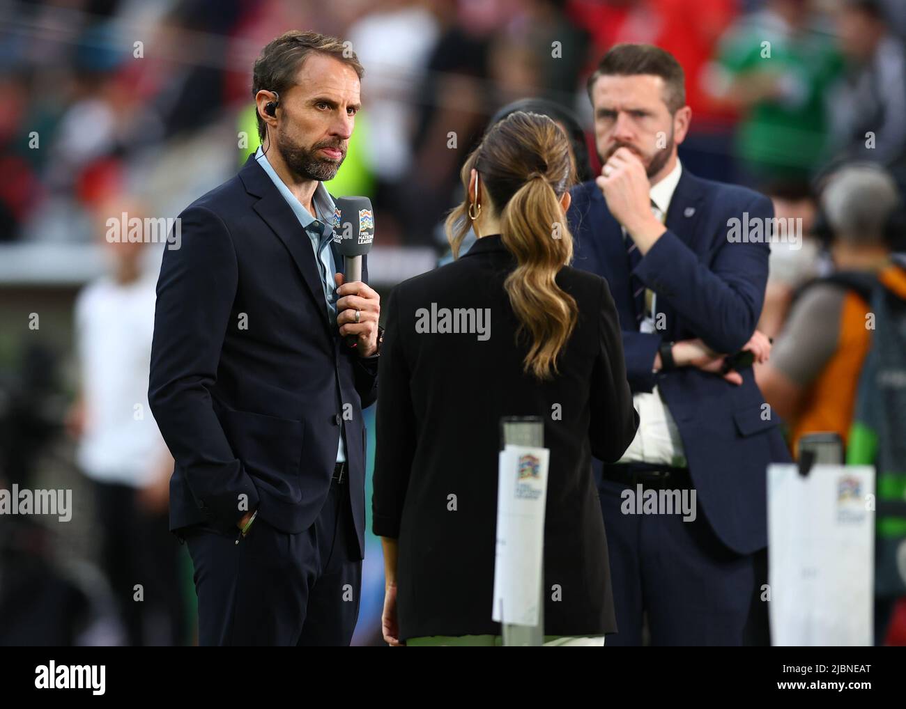 München, 7.. Juni 2022. Gareth Southgate, Manager von England (l ...
