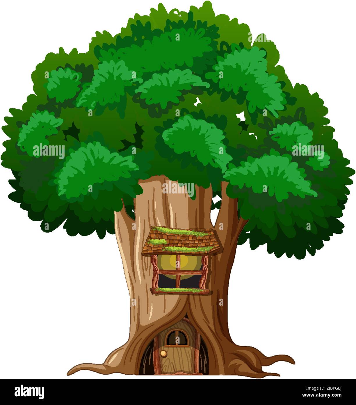Großer Baum isoliert Cartoon-Illustration Stock-Vektorgrafik - Alamy