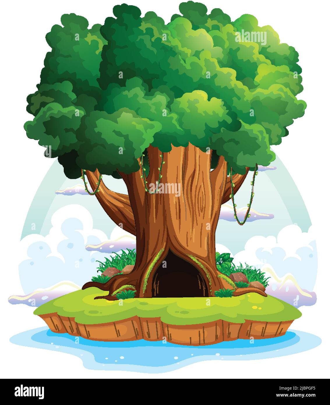 Großer Baum isoliert Cartoon-Illustration Stock-Vektorgrafik - Alamy