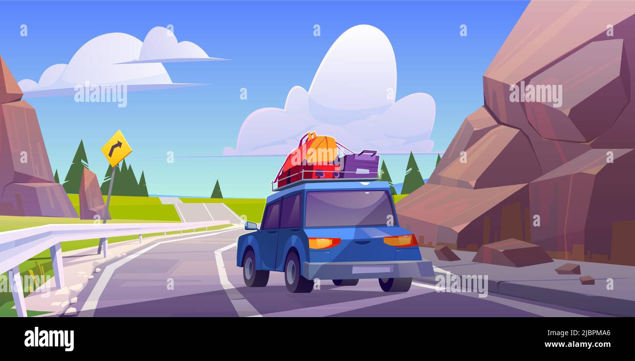 Autoreise mit dem Auto in den Sommerferien, Urlaubsreise, Freizeit ...