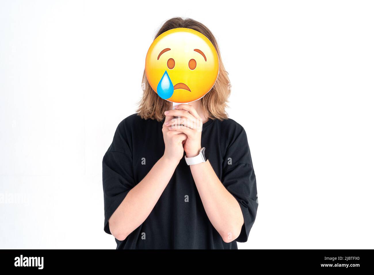 Emoticon sadness emoji face woman -Fotos und -Bildmaterial in hoher ...