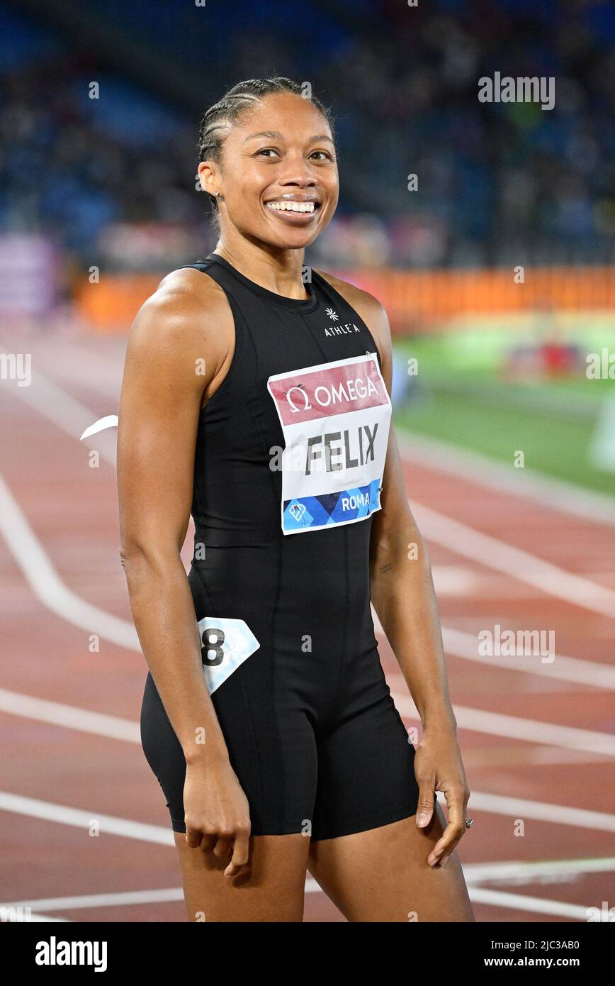 Rom, Italien. 09.. Juni 2022. Allison Felix (USA) während der Goldenen ...