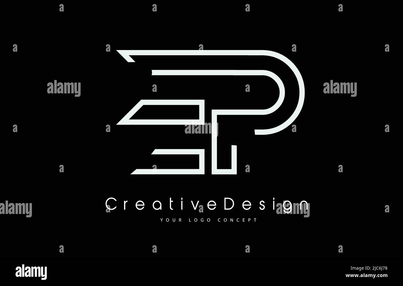 EP E P Letter Logo Design in weißen Farben. Creative Modern Letters ...