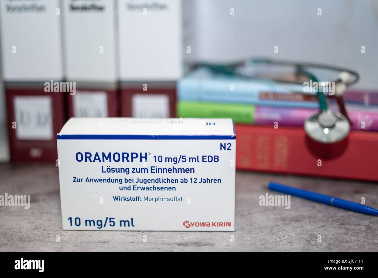 Medikament ORAMORPH, das MORPHINSULFAT als Painkiller enthält, auf ...