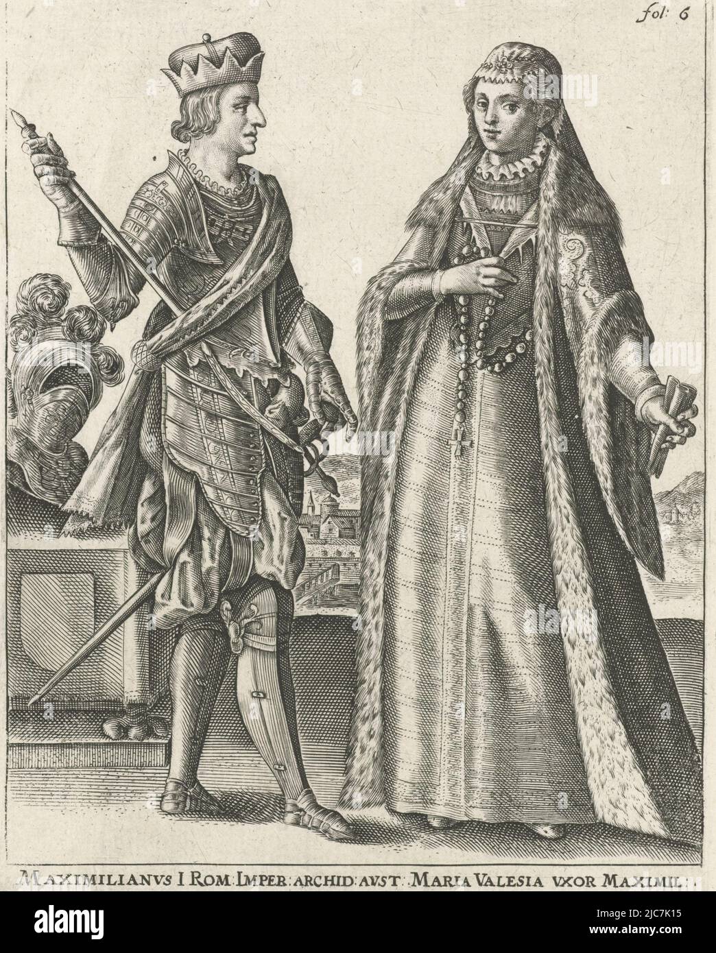 Doppelporträt von Maximilian I. von Habsburg, römisch-deutscher Kaiser, und seiner Gemahlin ...