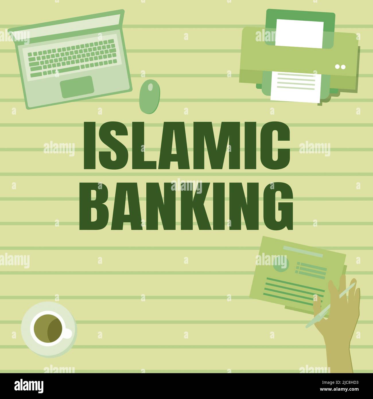 Text mit Inspiration Islamic Banking. Konzept Bedeutung Bankensystem basierend auf den ...
