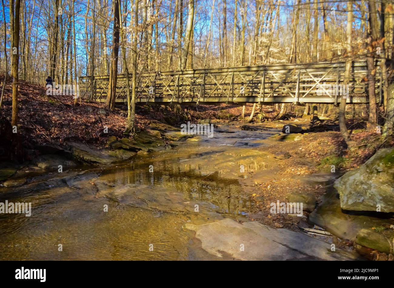 Ein kleiner Fluss im Herbst im Wald im Parkon Brandywine Creek im ...
