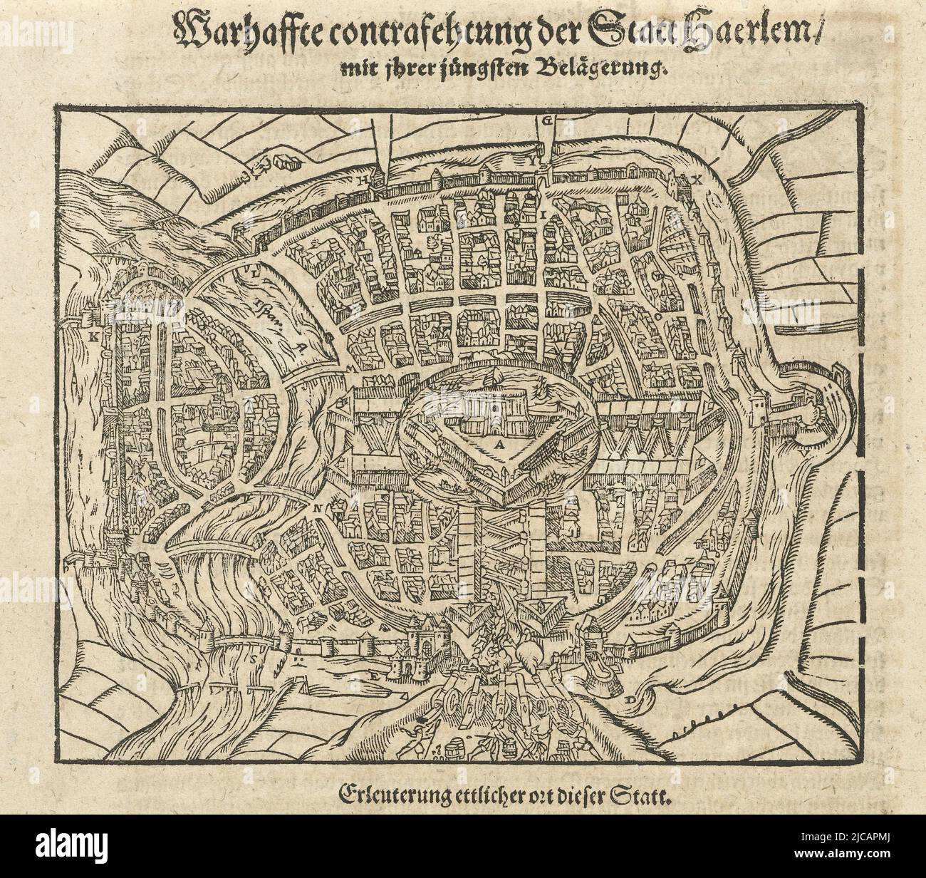 Karte mit der Belagerung von Haarlem, 1572-1573 unterhalb der ...