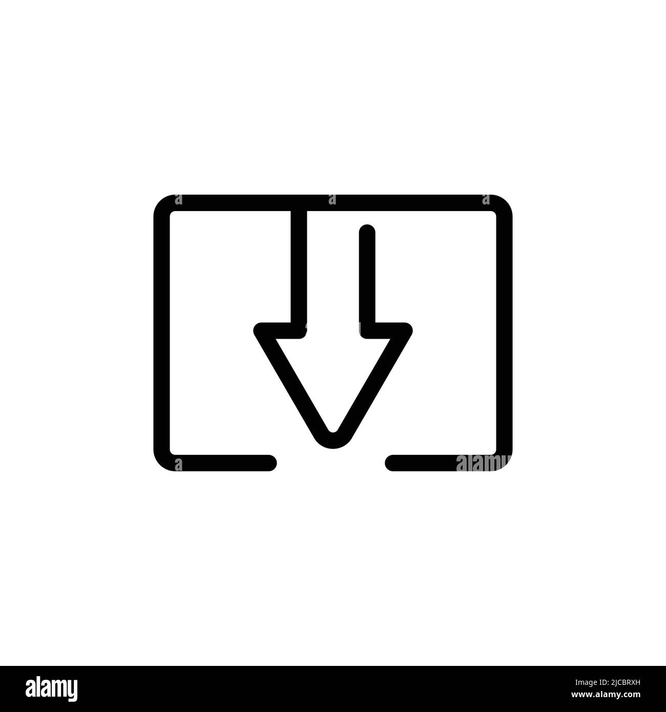 Pfeil-nach-unten-Symbolvektor mit Rechteck. Geeignet für Download ...