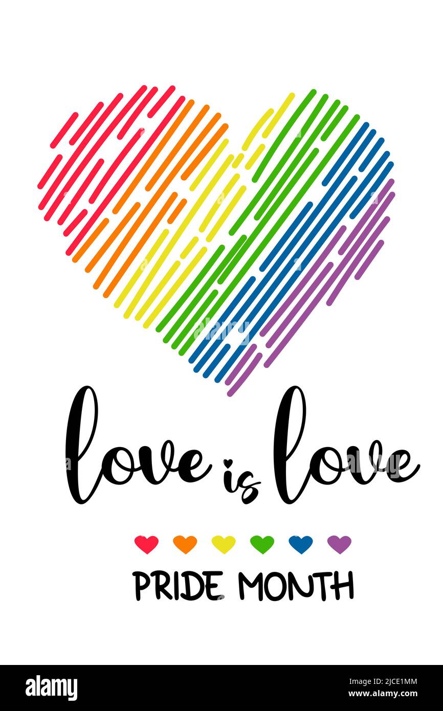 LGBT Pride Month. Liebe ist Liebe. LGBTQ Symbol Regenbogen Herz. LGBT ...
