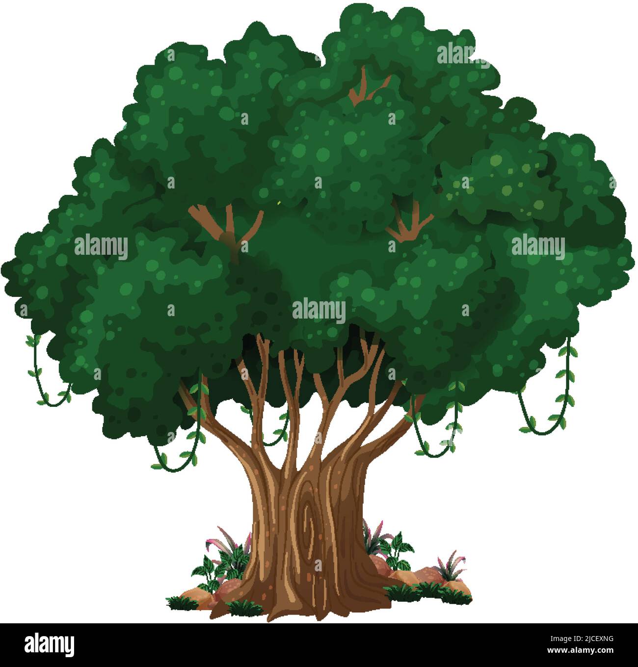 Großer Baum isoliert Cartoon-Illustration Stock-Vektorgrafik - Alamy