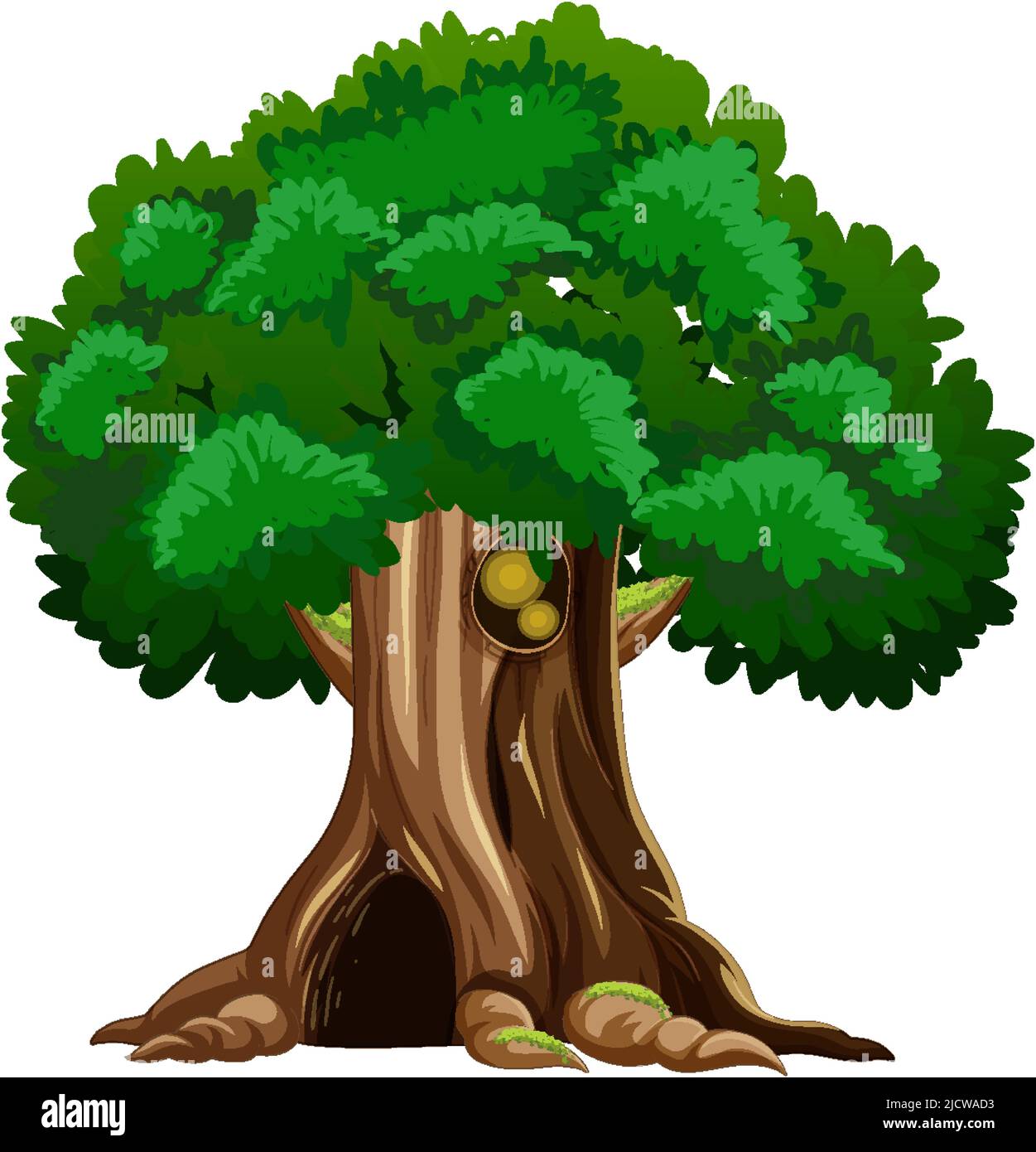 Großer Baum isoliert Cartoon-Illustration Stock-Vektorgrafik - Alamy