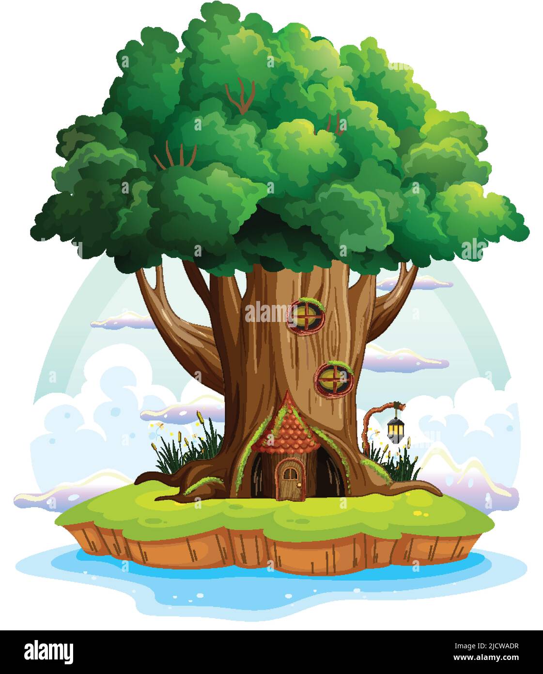 Großer Baum isoliert Cartoon-Illustration Stock-Vektorgrafik - Alamy