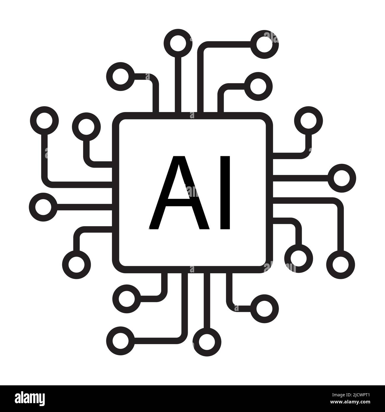 Künstliche Intelligenz KI-Prozessor Chip Vektor Symbol Symbol für ...
