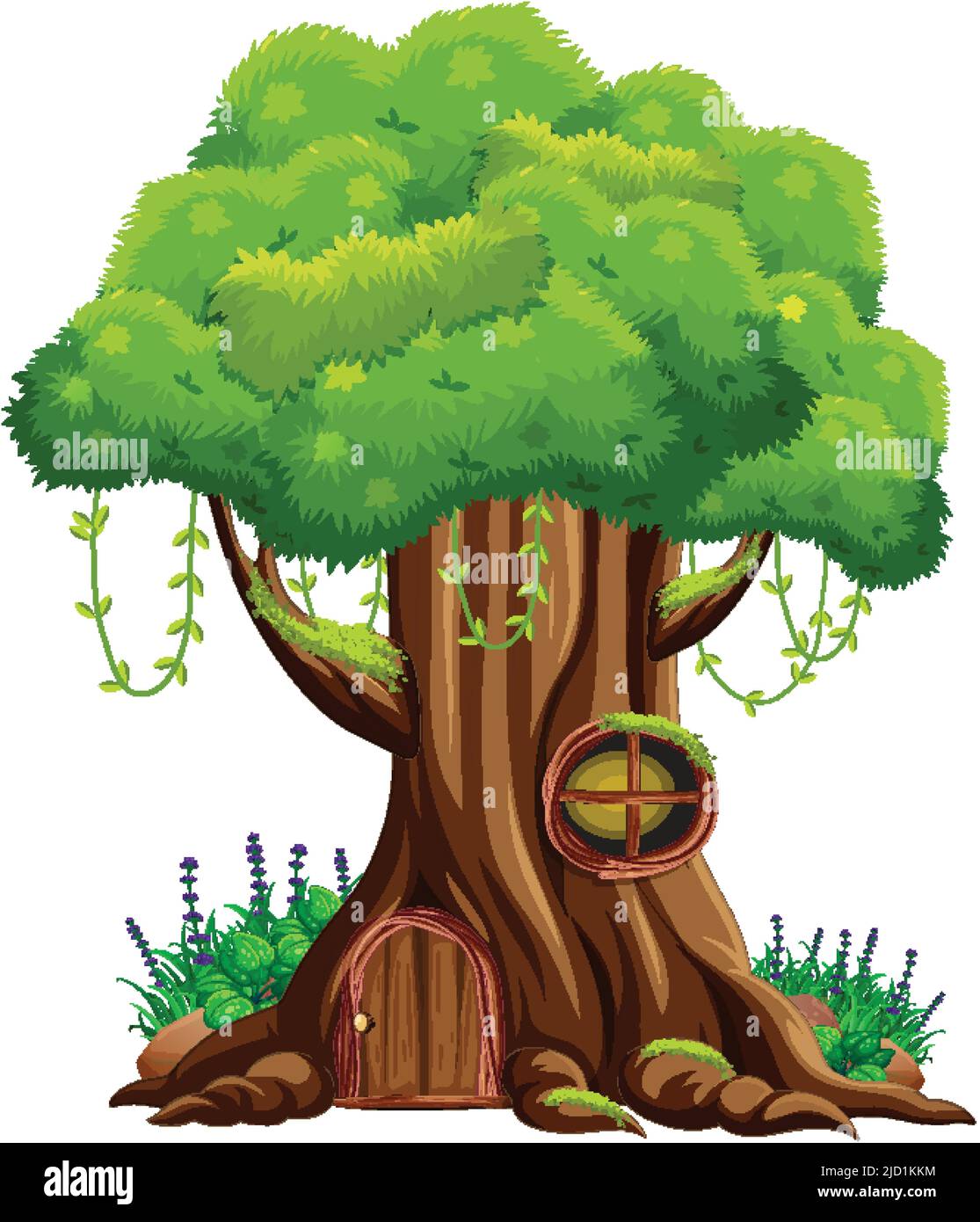 Großer Baum isoliert Cartoon-Illustration Stock-Vektorgrafik - Alamy