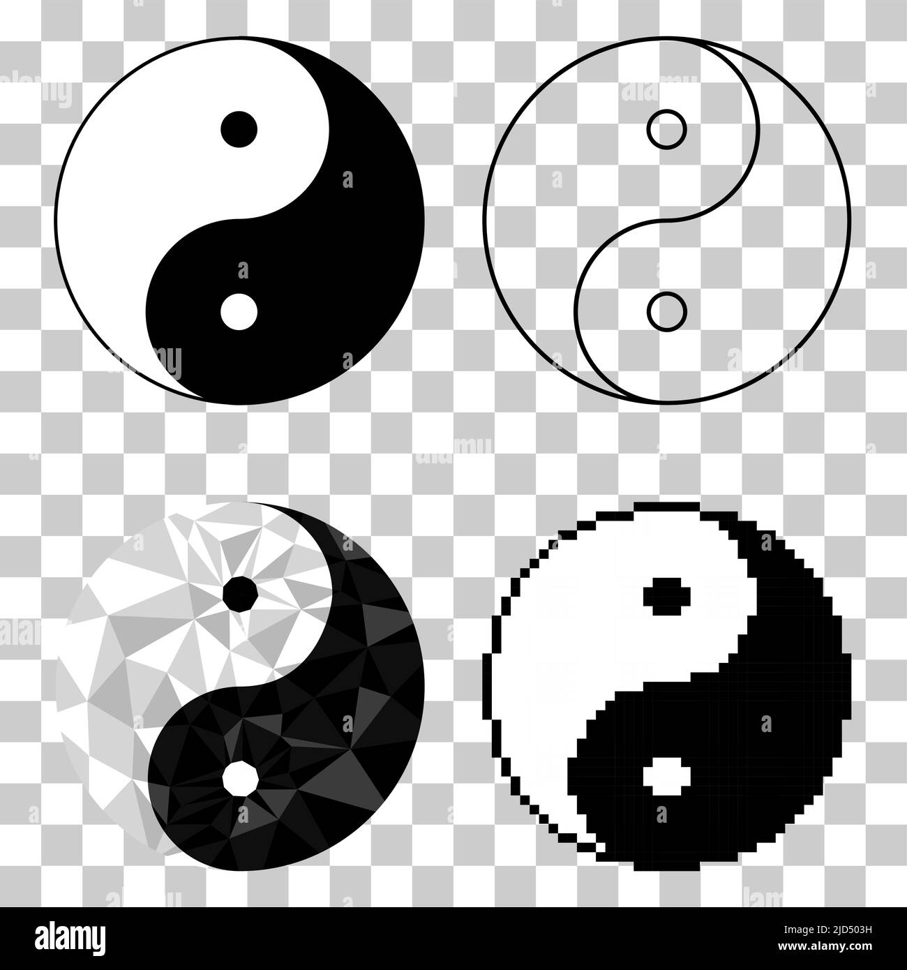 Yin Yang Set Symbol der Harmonie und Balance, Linie Sammlung Symbol auf ... Yin Yang Set Symbol der Harmonie und Balance, Linie Sammlung Symbol auf ...