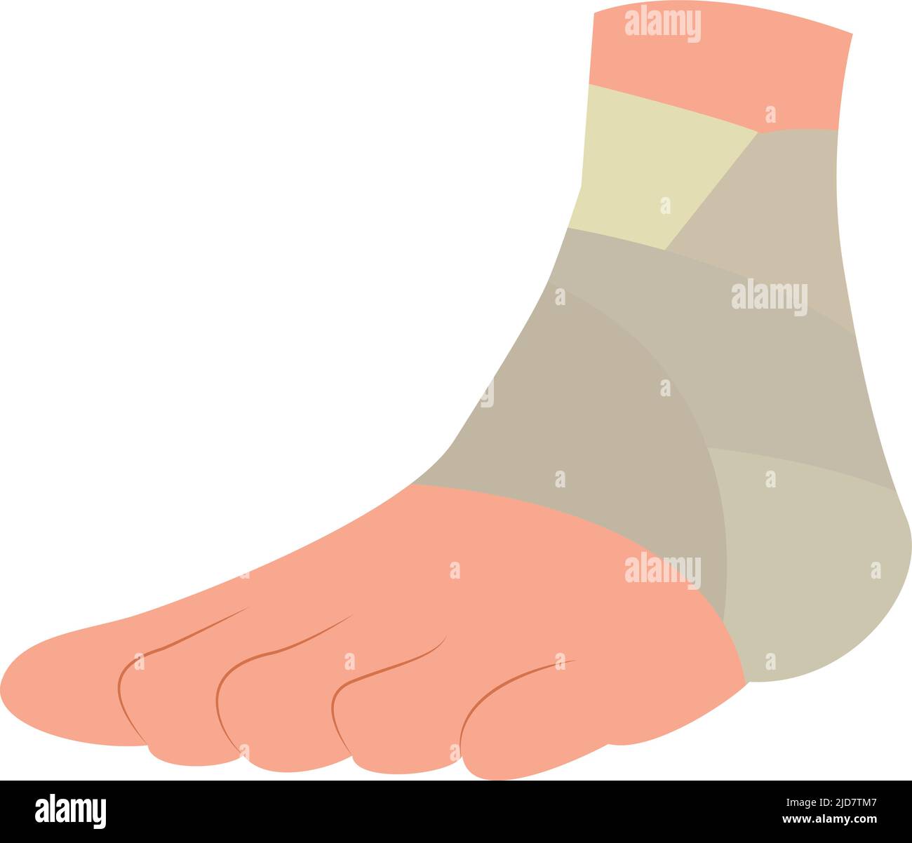 Vektor flach Cartoon Bein, Fuß mit einem Verband, Vektor-Illustration ...