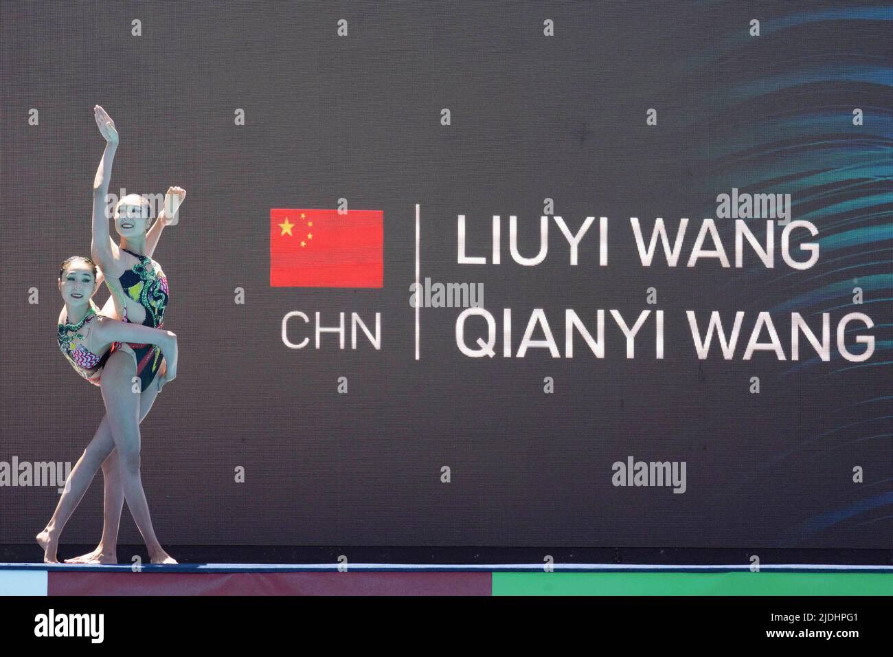 Budapest. 21.. Juni 2022. Die Chinesin Wang Liuyi und Wang Qianyi treten am 21. Juni 2022 beim ...