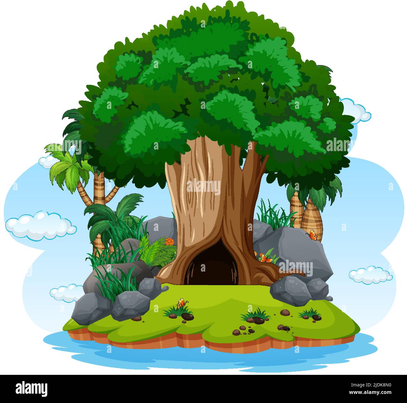 Großer Baum isoliert Cartoon-Illustration Stock-Vektorgrafik - Alamy