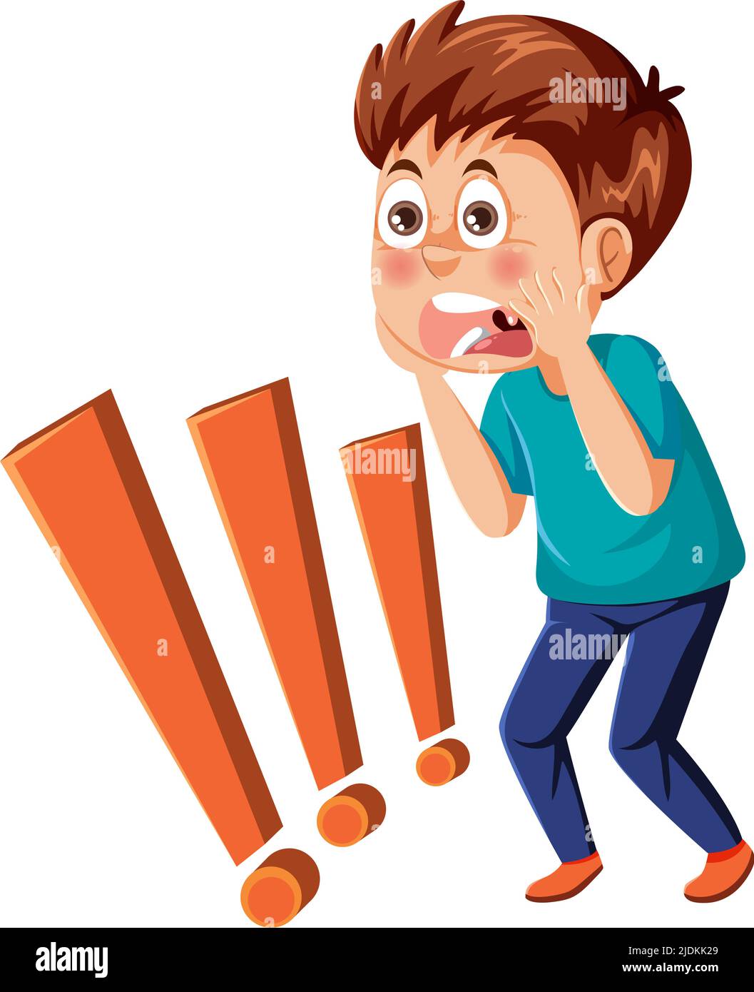 Schockiert Junge Cartoon Figur Illustration Stock-Vektorgrafik - Alamy