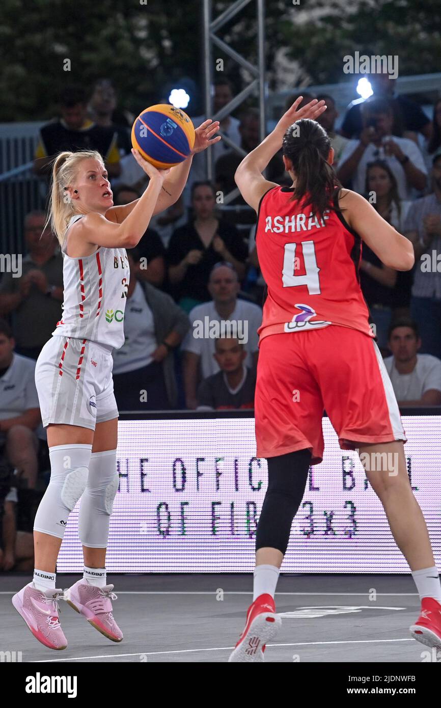 Die belgische Julie Vanloo und der ägyptische Meral Abdelgawad, aufgenommen während eines 3x3 ...