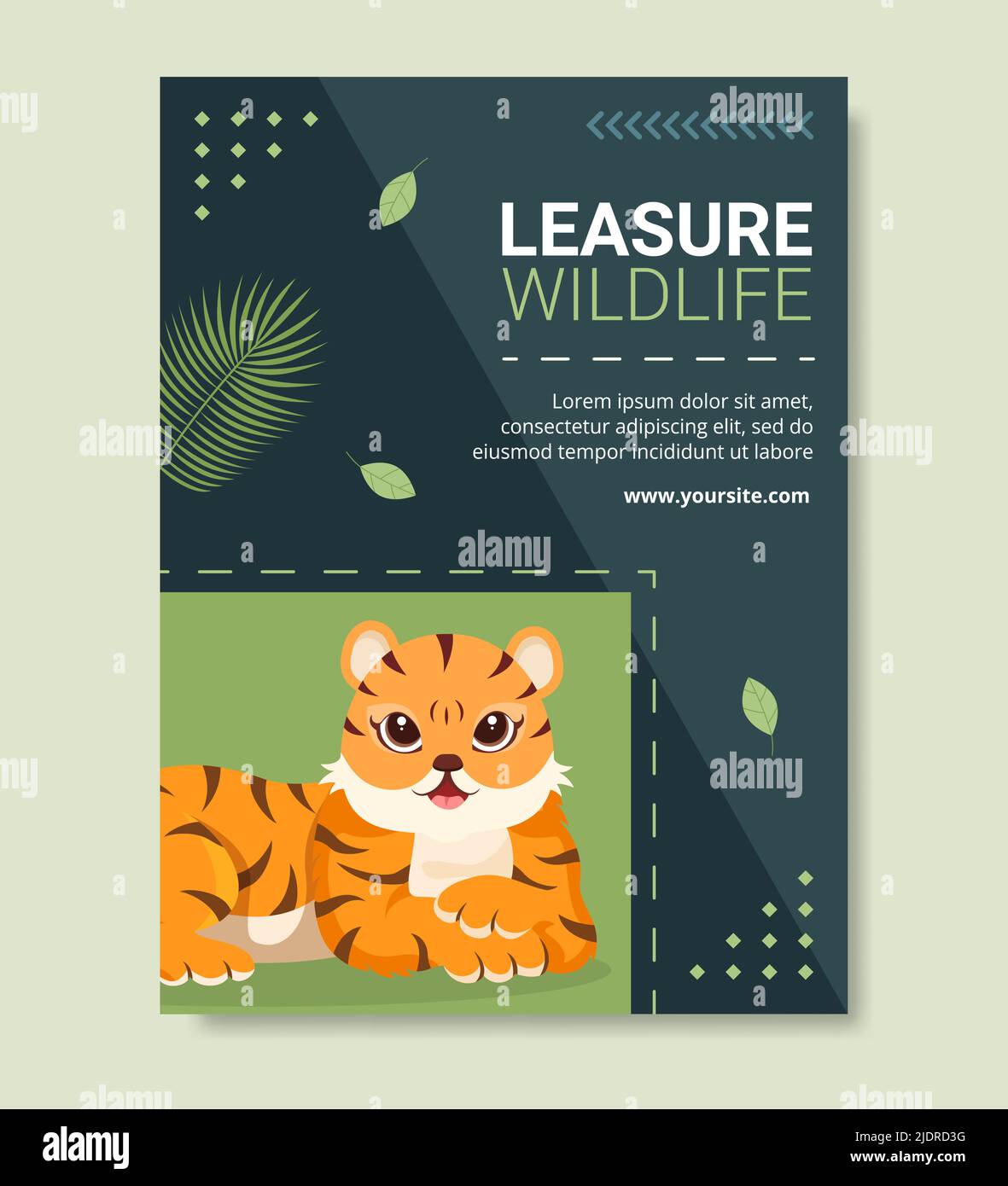 Wildpark Tiere Social Media Poster Vorlage Flache Cartoon Hintergrund ...