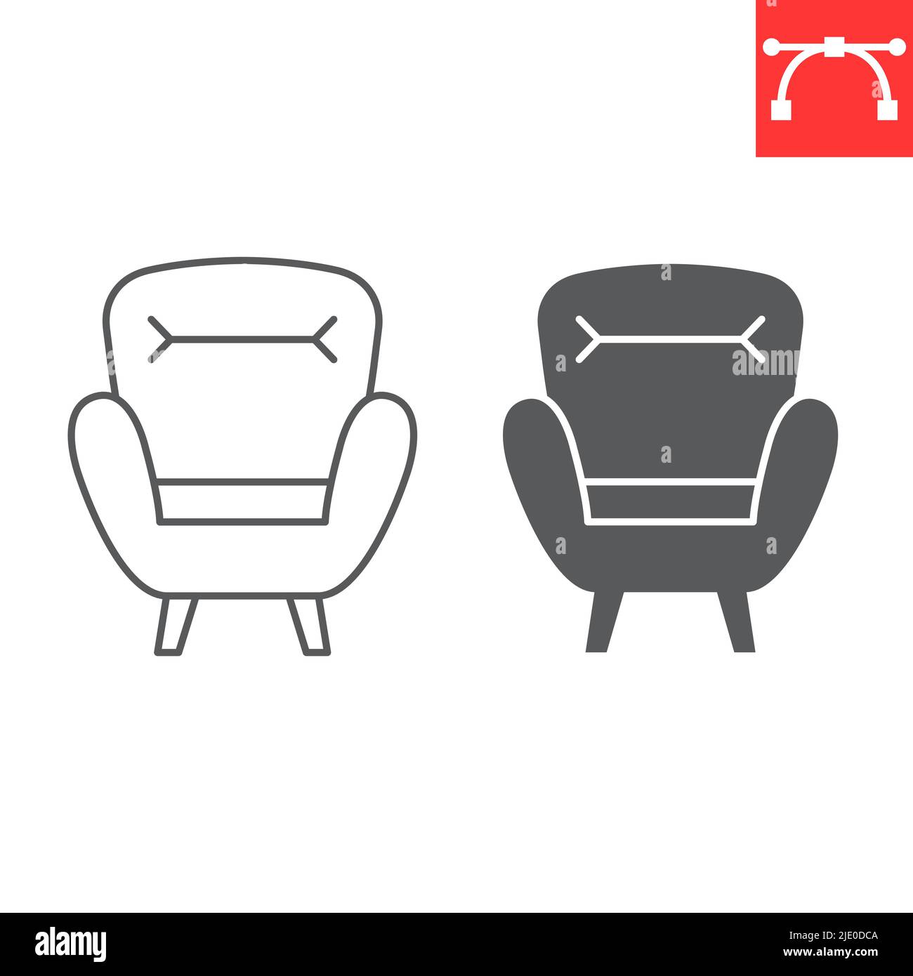 Bequeme Sessel Linie und Glyphe Symbol, Möbel und Interieur, Sessel ...