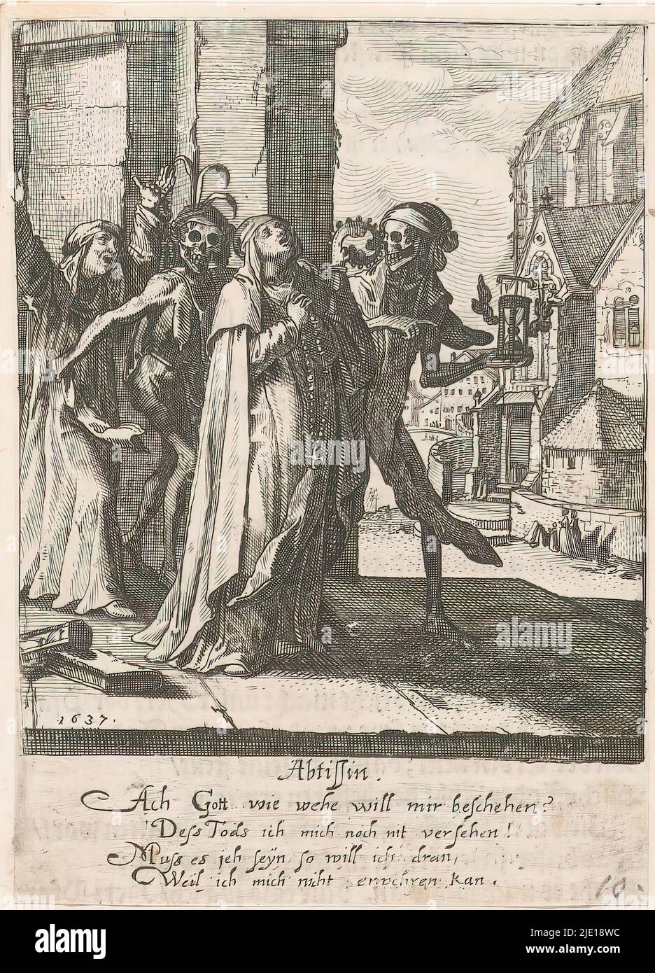 Äbtissin und Tod, Abbissin (Titel auf Objekt), der Tanz des Todes ...