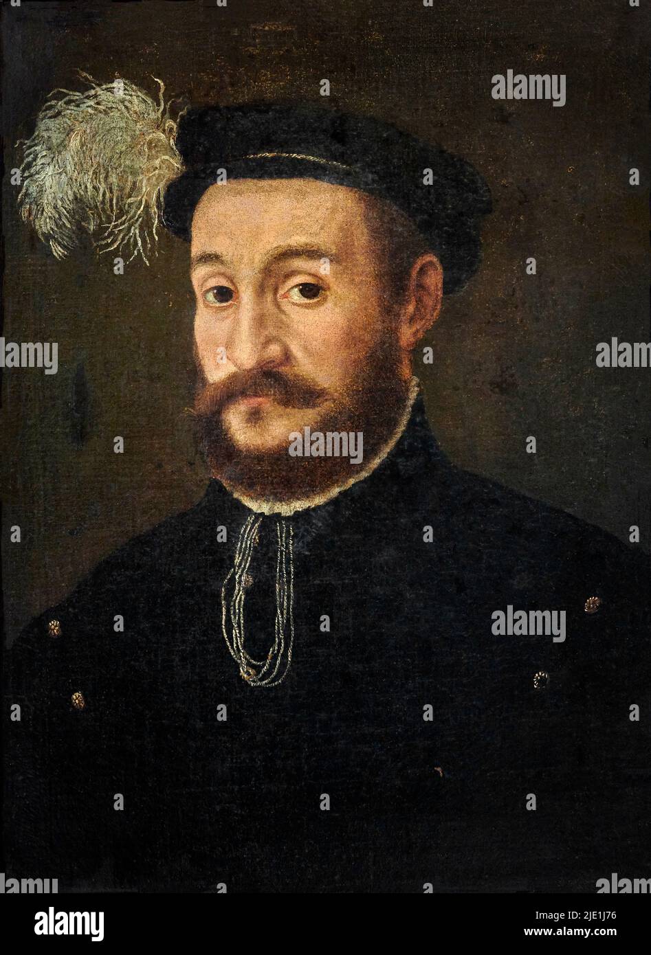 Ritratto di gentiluomo con cappello piumato - olio su tela - pittore ...