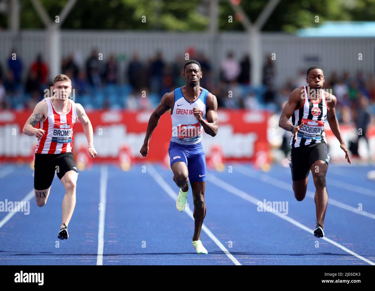 Reece Prescod im Halbfinale der Herren 100m am zweiten Tag der Muller ...