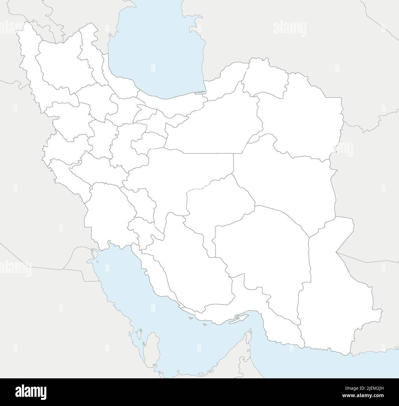 Vektor leere Karte des Iran mit Provinzen und Verwaltungseinheiten, und ...