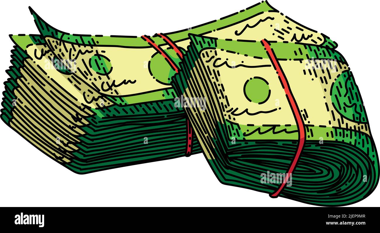 Geld Bargeld Skizze Hand gezeichnet Vektor Stock-Vektorgrafik - Alamy
