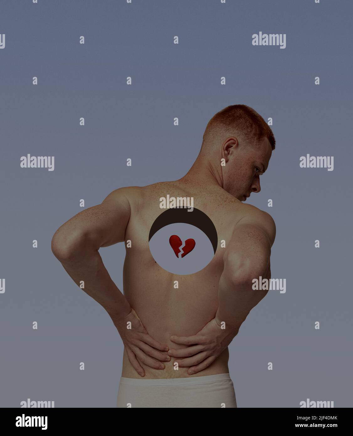 Collage zeitgenössischer Kunst. Konzeptuelles Bild mit einem jungen ...