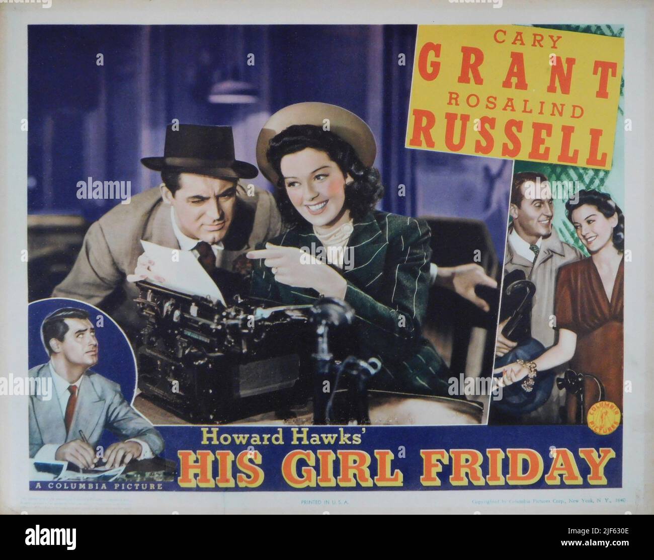 CARY GRANT und ROSALIND RUSSELL in SEINEM MÄDCHEN FREITAG 1940 ...
