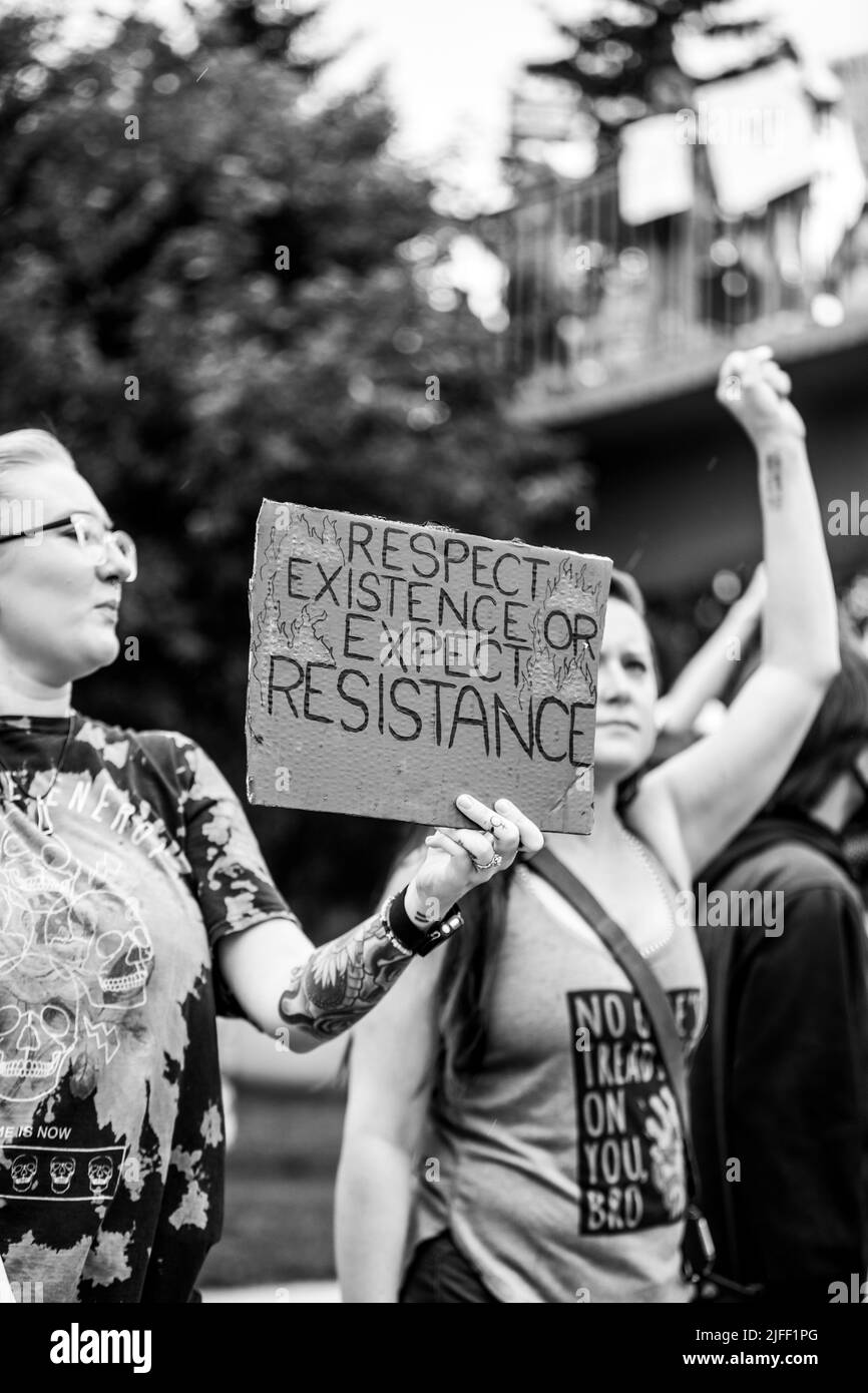 Bürger von Omaha Nebraska protestieren gegen die Entscheidung des ...