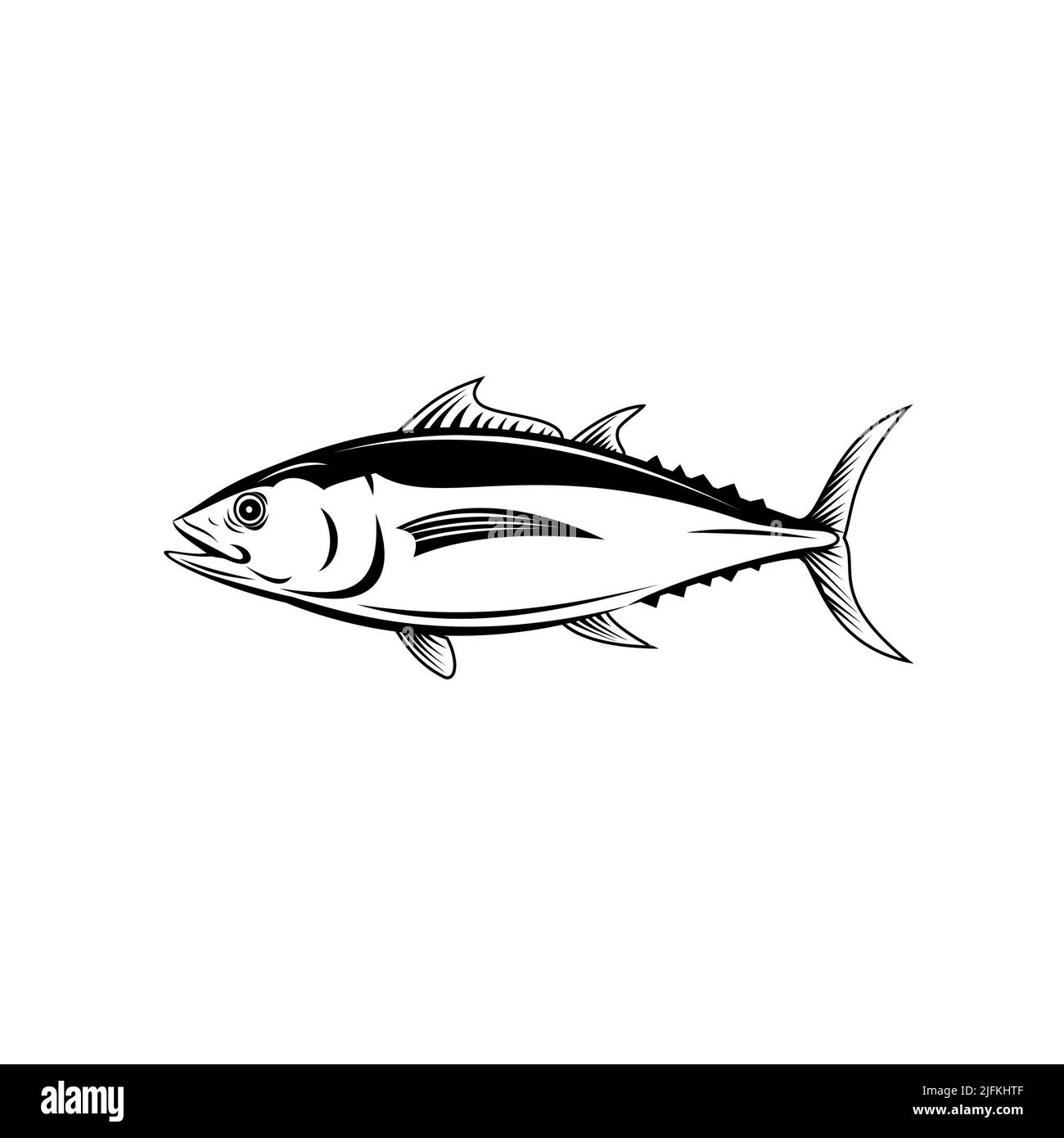 Retro-Darstellung eines Thunfisch-Albacore-Thunnus alalunga oder ...
